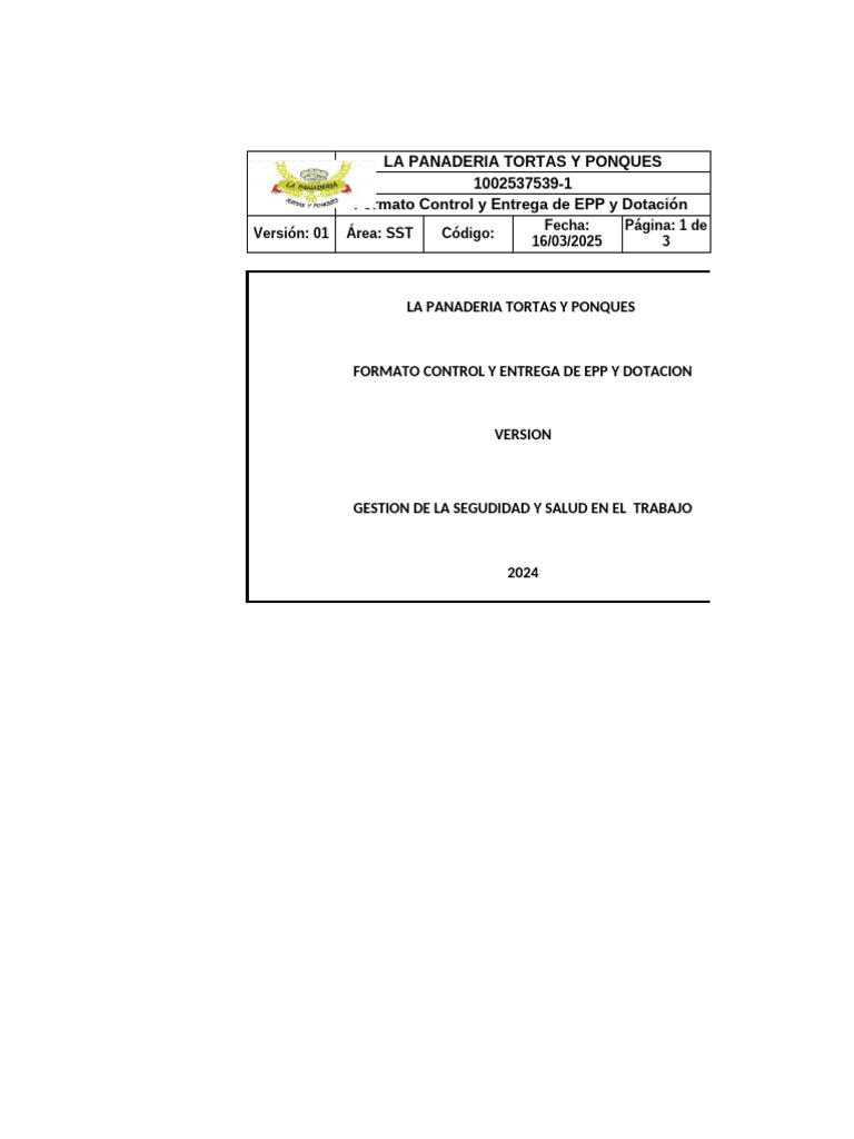 Formato Control y Entrega de EPP Y Dotación | PDF
