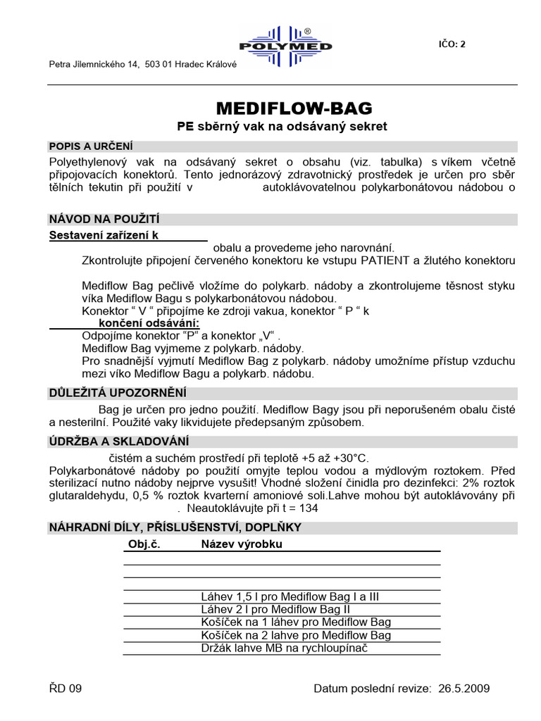 Mediflow Bag I, II, III | PDF