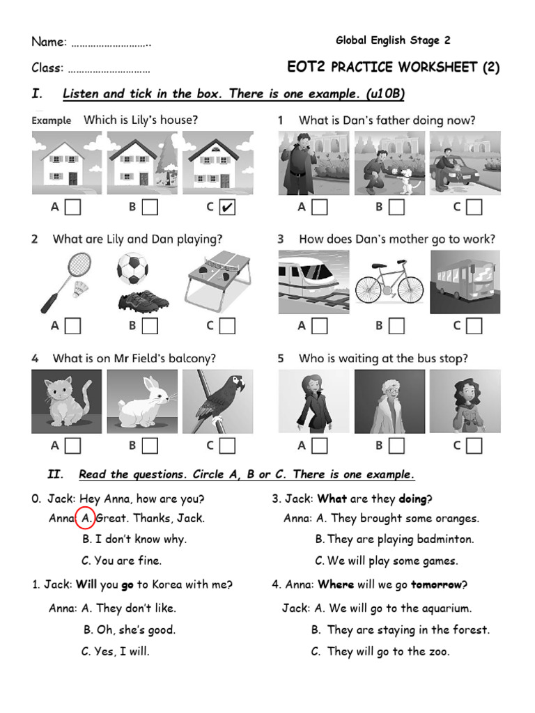Eot2 Practice Worksheet | PDF