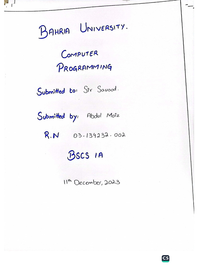 03-134232-002 Abdul Moiz Assignment 3 Computer Programming | PDF