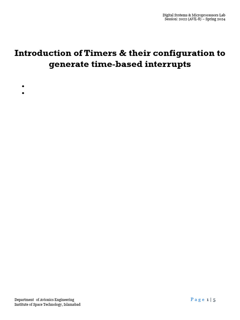 Lab 9 - Introduction of Timers & Their Configuration To Generate Time-Based Interrupts | PDF ...