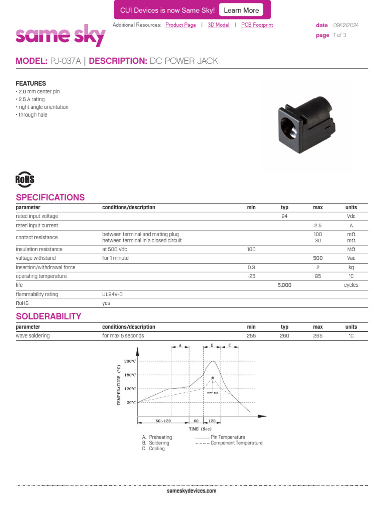 Barrel Connector Receptacle Pj-037a | PDF | Electrical Connector ...
