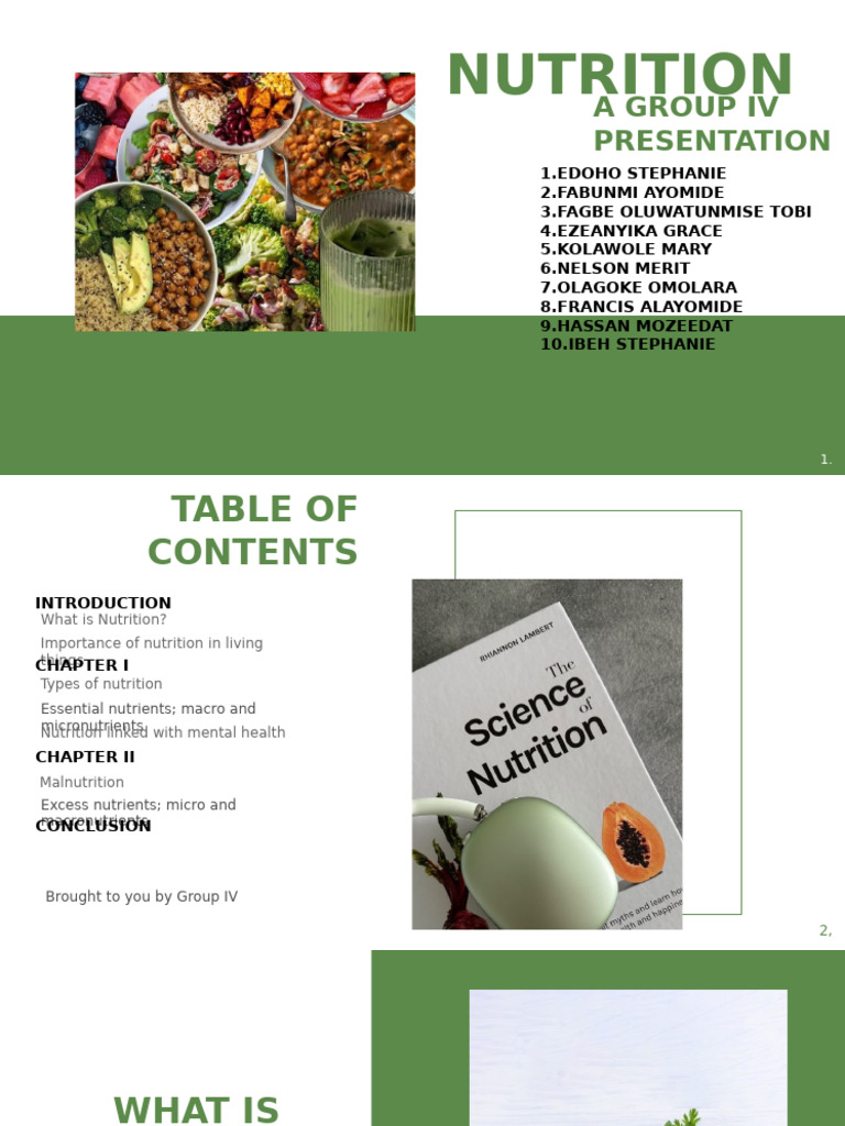Nutrition by Group 4 | PDF | Nutrition | Diet & Nutrition