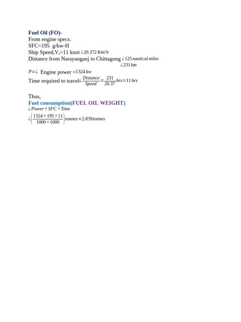 Fuel Consumption Calculation for Marine Engines | PDF
