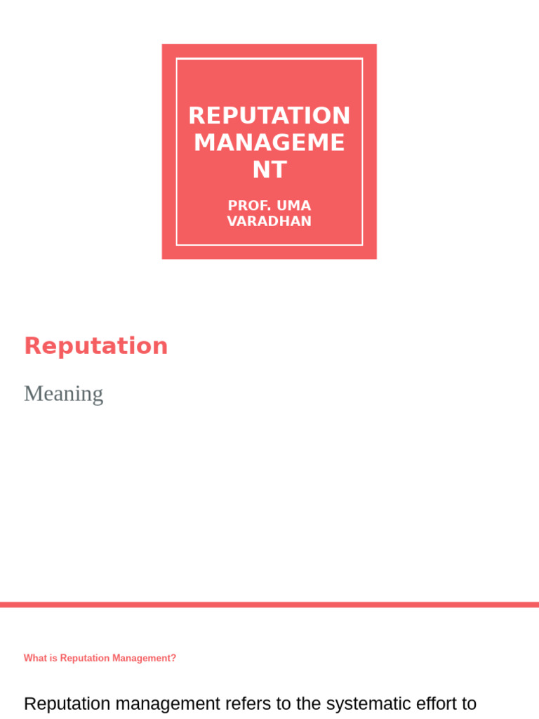 Reputation Management Strategies | PDF | Reputation | Social Media