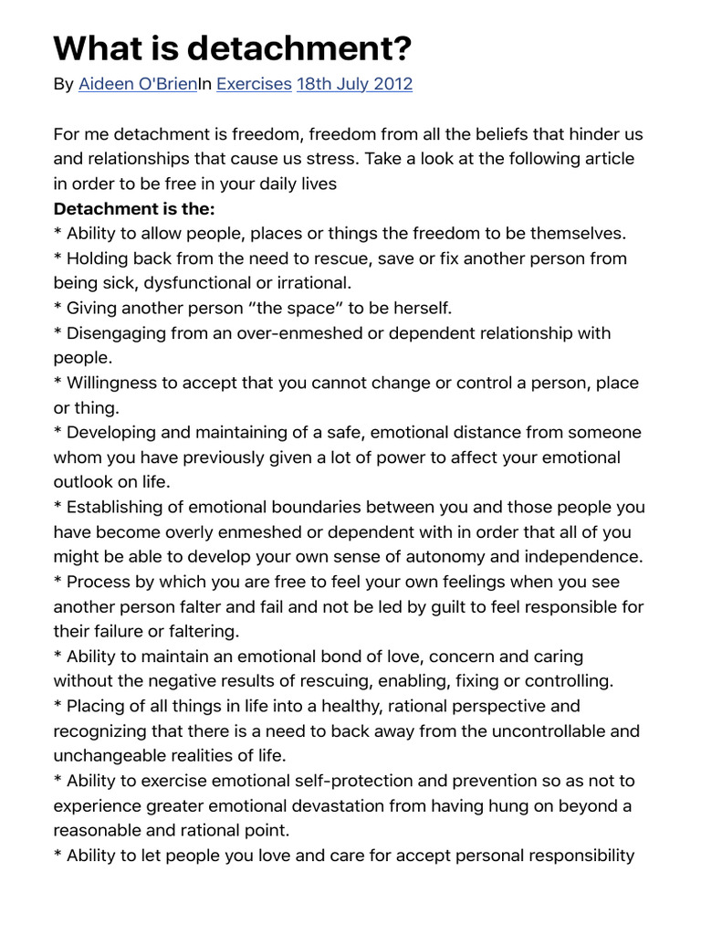 Detachment - Healthy Detachment | PDF | Rationality | Psychological Abuse