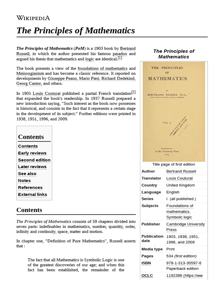 The Principles of Mathematics | PDF | Logic | Mathematics