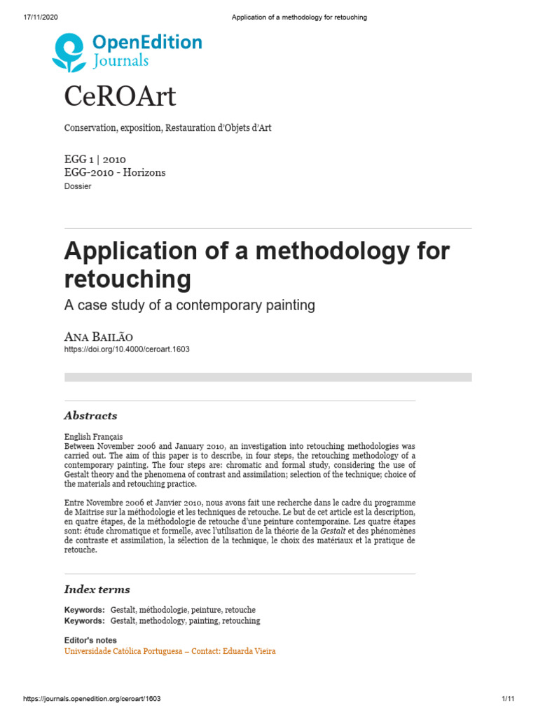 Retouching Methodology for Artworks | PDF | Paint | Paintings