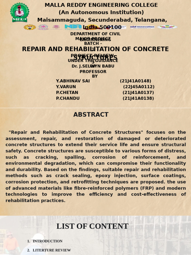 Project Review-1 (1) (2) New PPTT | PDF | Concrete | Fibre Reinforced Plastic