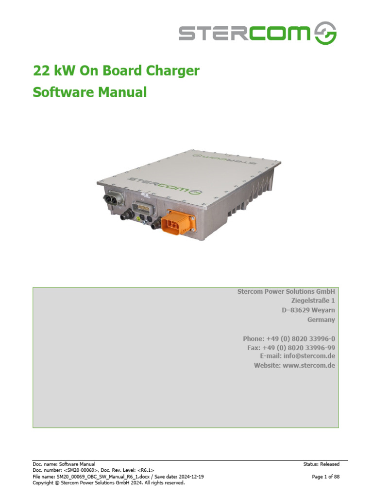 SM20 00069 OBC SW Manual R6 1 | PDF | Mains Electricity | Relay