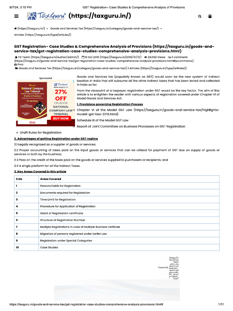 Case Study On GST Registration | PDF