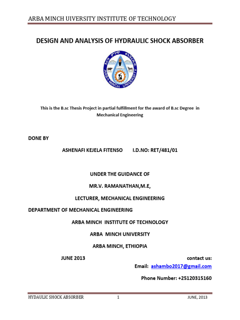 Hydraulic Shock Absorber Design Analysis | PDF | Piston | Valve
