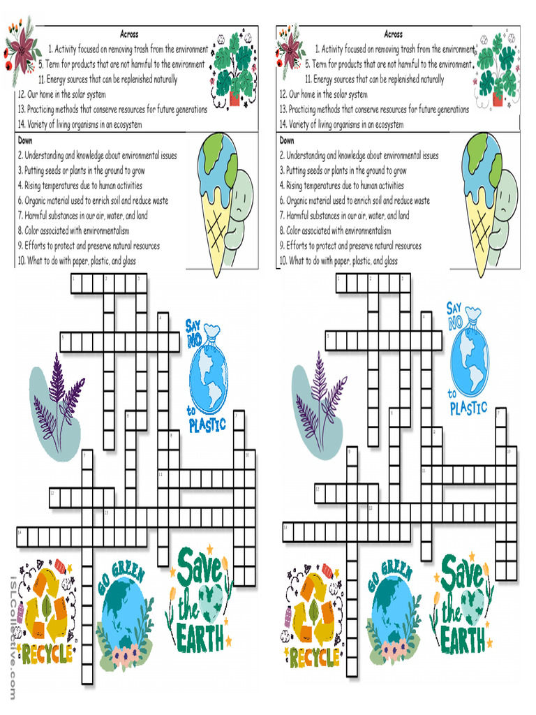 Environmental Crossword Puzzle Answers | PDF | Waste | Natural Environment