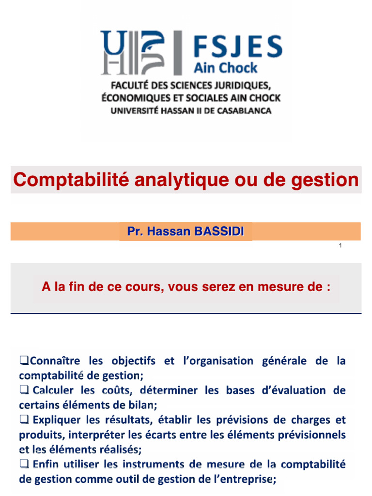 Chapitre 1 Compta Analytique | PDF