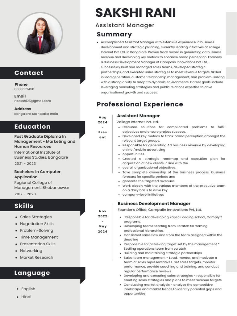 Sakshi Resume - Updated Version | PDF | Sales | Business Development