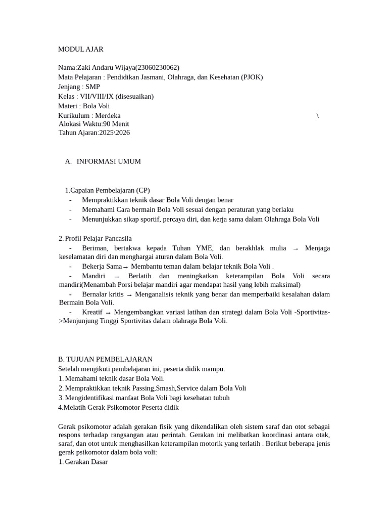 MODUL AJAR Zaki 1234 | PDF