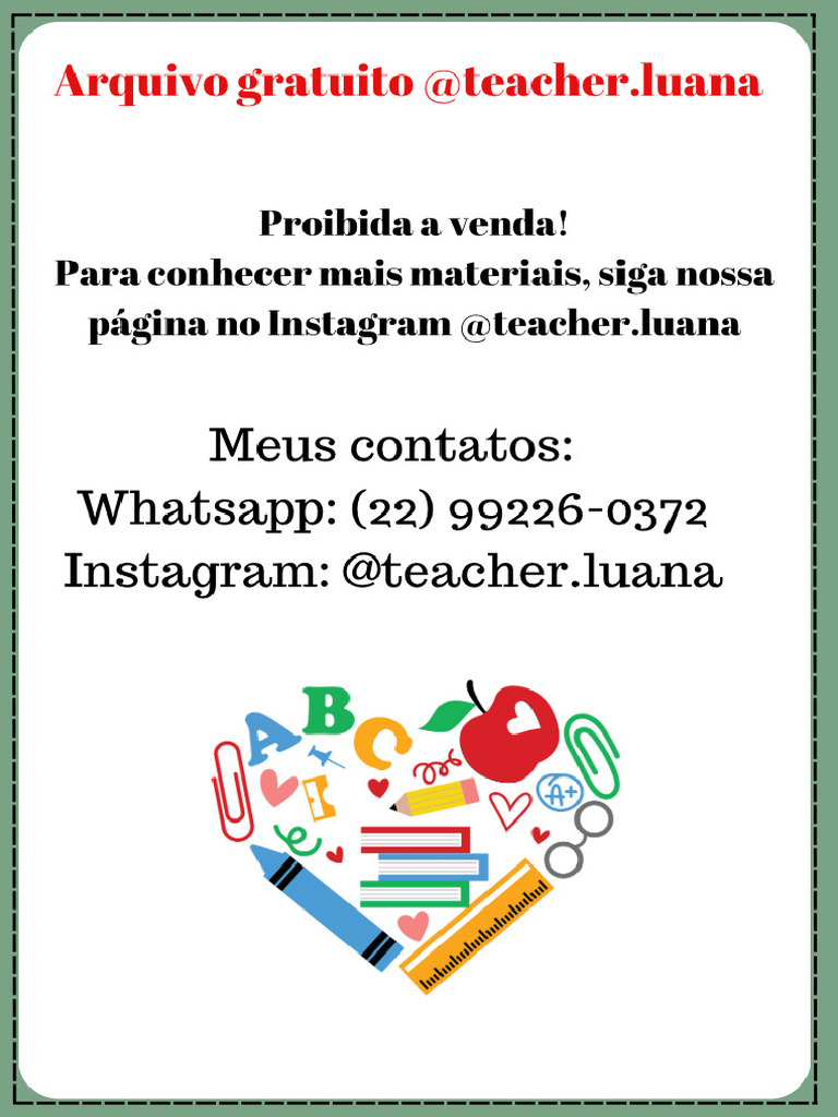 Porta Lápis em Inglês - Materiais Teacher Luana PDF | PDF