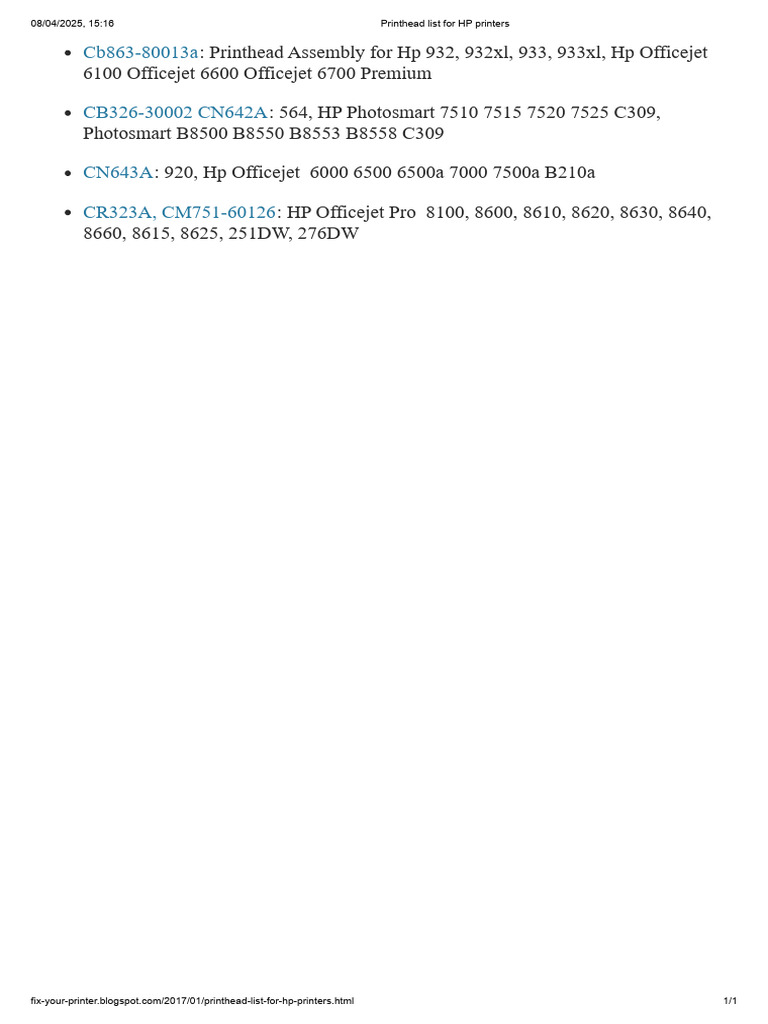 HP Printhead Assembly Overview | PDF