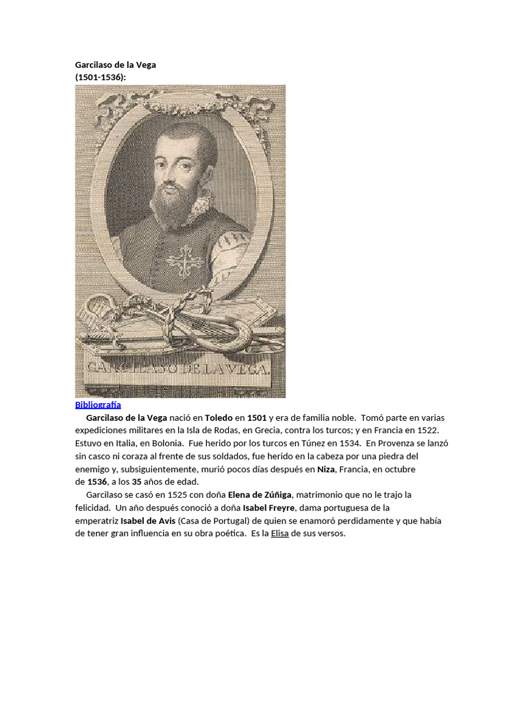 Vida y obra de Garcilaso de la Vega | PDF
