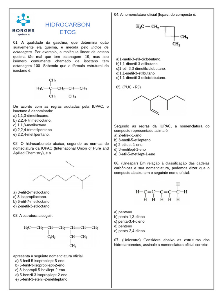 Nomenclatura de Hidrocarbonetos Ciclobutano | PDF | Substancias ...