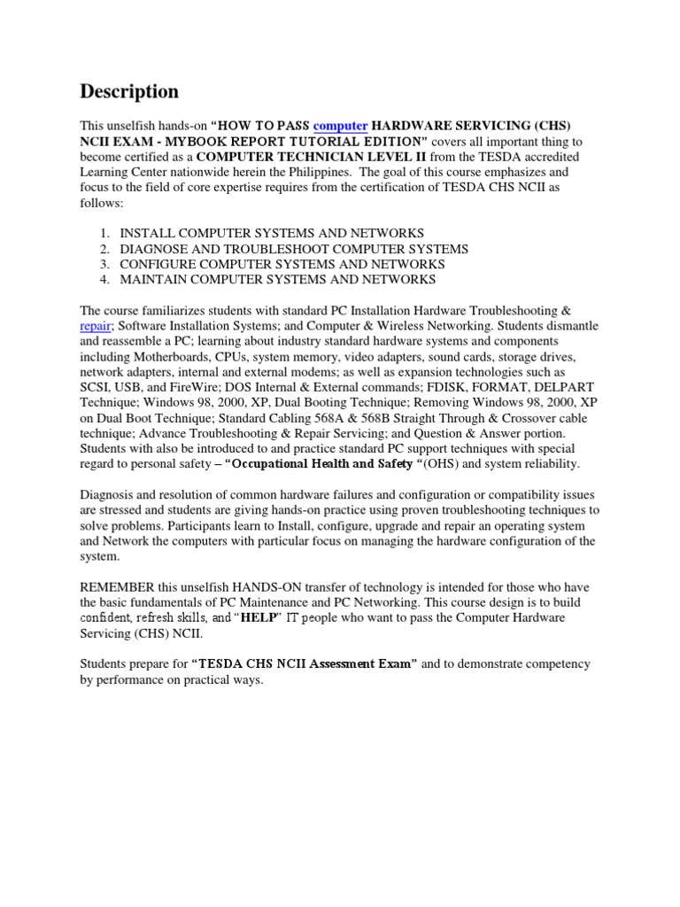 Tesda Ncii Reviewer | PDF | Personal Computers | Installation (Computer ...