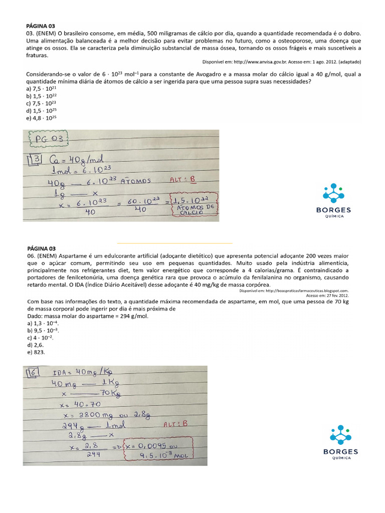 Cálculos Estequiométricos | PDF
