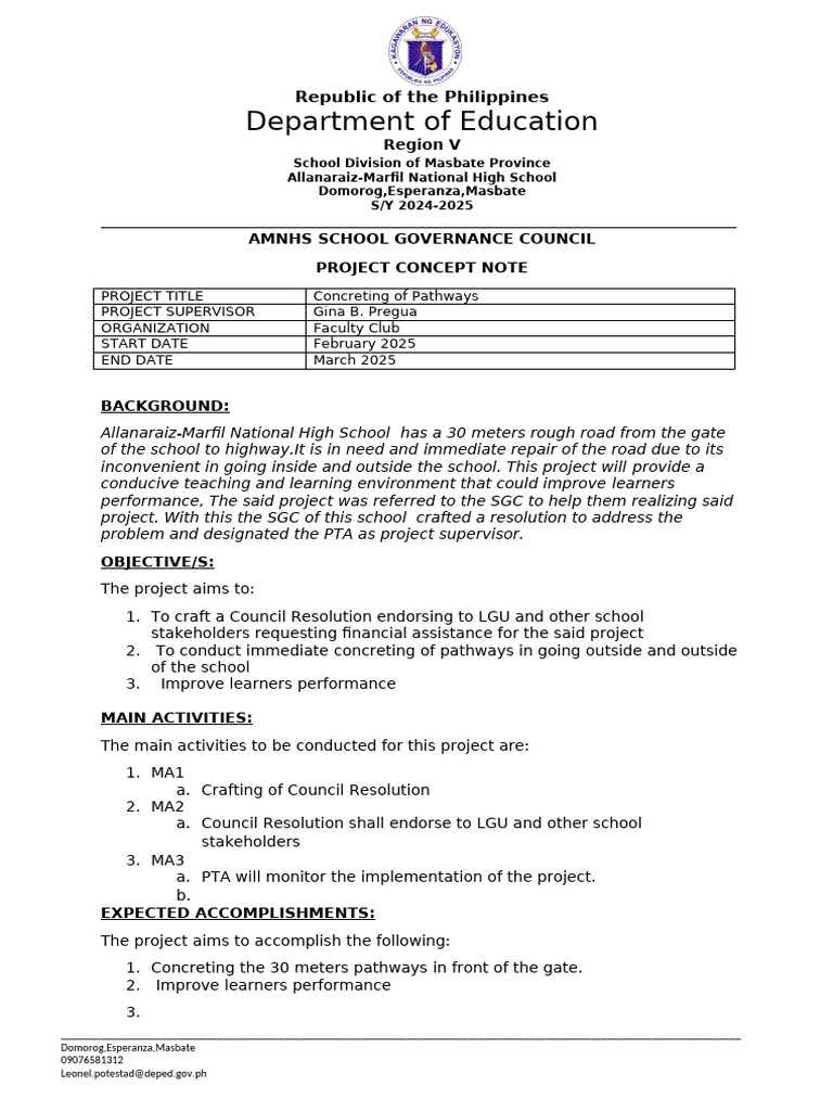 [SGC] Concept Note_Project Brief Template | PDF