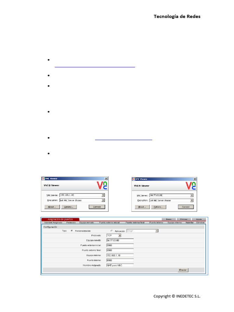 Práctica 7. Hacer NAT para VNC: Tecnología de Redes | PDF