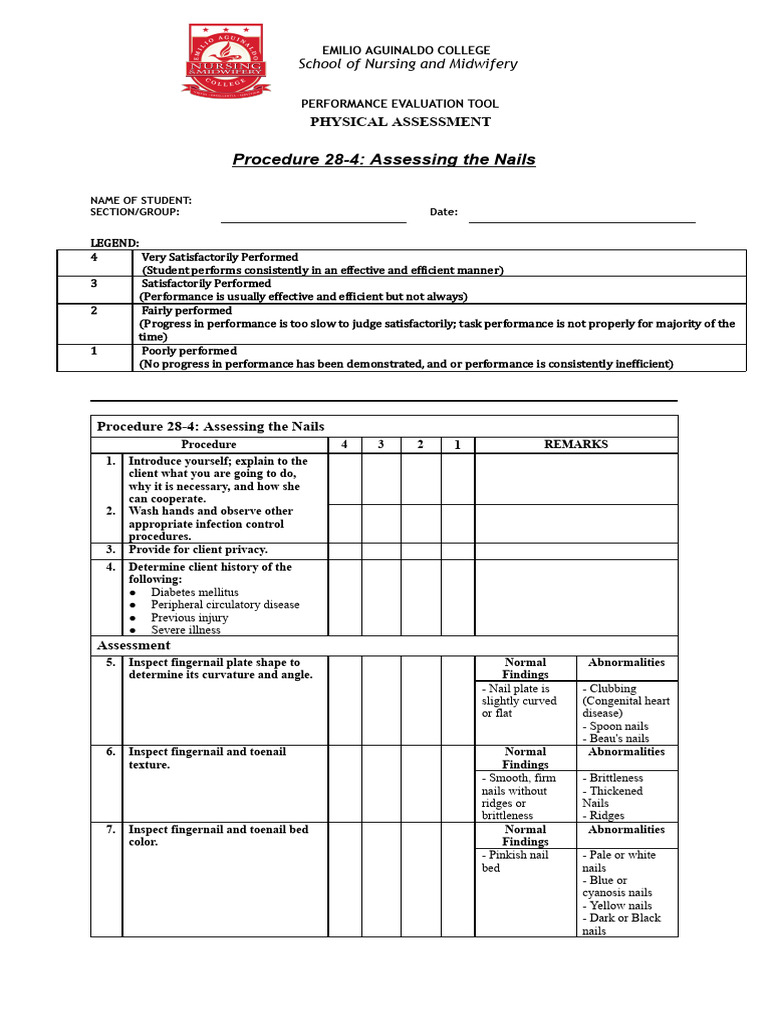 Nail Assessment Evaluation Tool | PDF | Nail (Anatomy) | Clinical Medicine