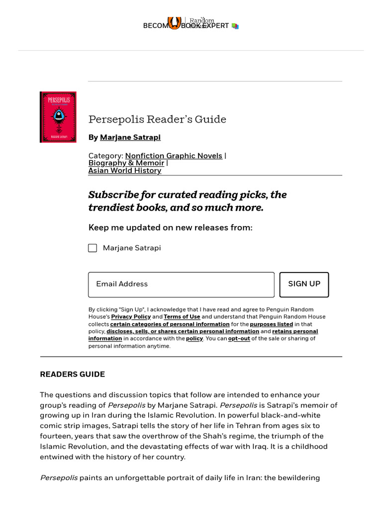 Persepolis by Marjane Satrapi - Reading Guide_ 9780375714573 - PenguinRandomHouse.com_ Books | PDF