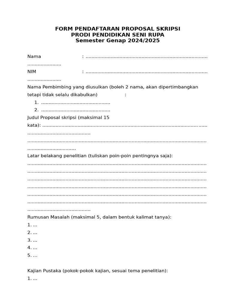 FORM Rancangan Proposal Skripsi. Genap 2024 | PDF