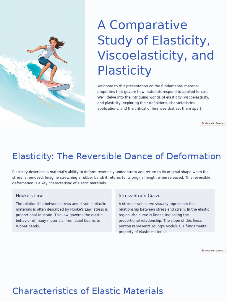 A Comparative Study of Elasticity Viscoelasticity and Plasticity | PDF ...