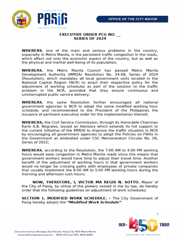Eo - Modified Work Schedule | PDF | Metro Manila | Justice