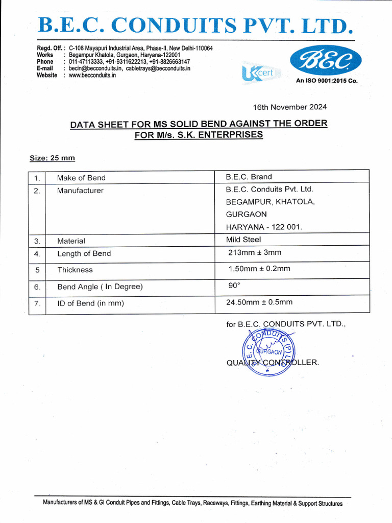Data Sheet - MS Solid Bend | PDF