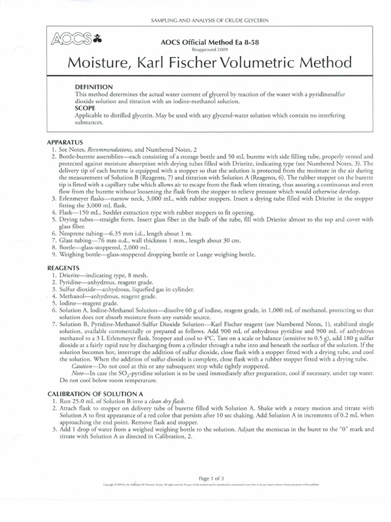 Método AOCS Ea 8 - 58 | PDF