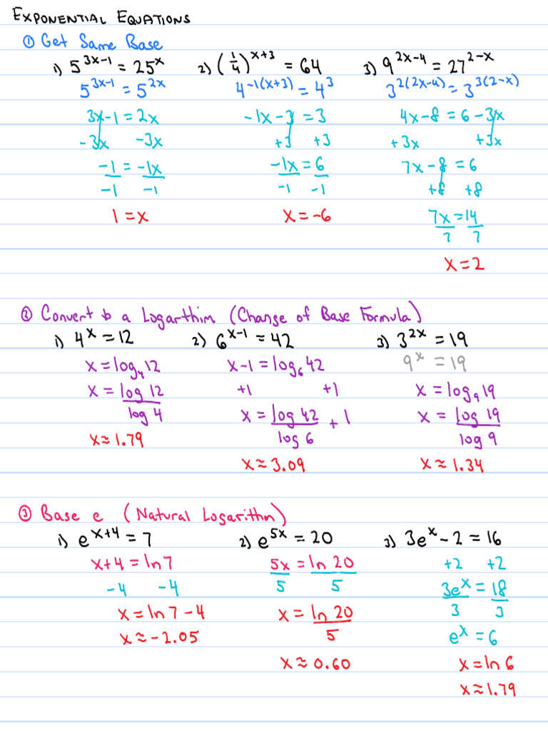 Exponential Equations (Alg. II 2) | PDF
