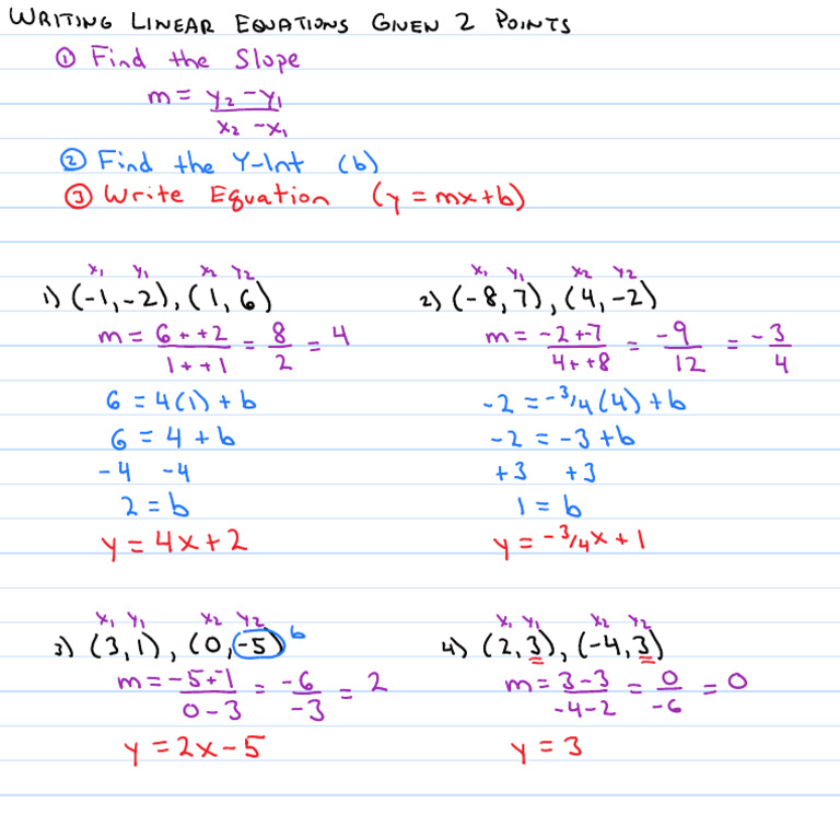 Writing Linear Equatioins (2 Points) | PDF