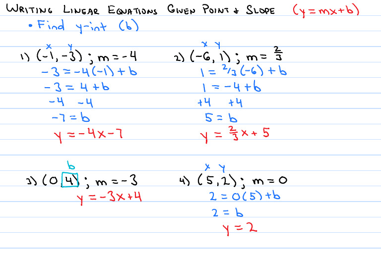 Writing Linear Equations (Point & Slope) | PDF