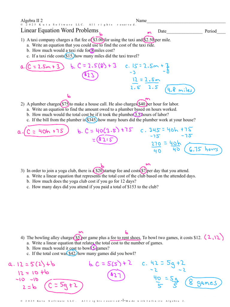 Kami Export - Linear Equation Word Problems-1 | PDF | Fee | Pricing