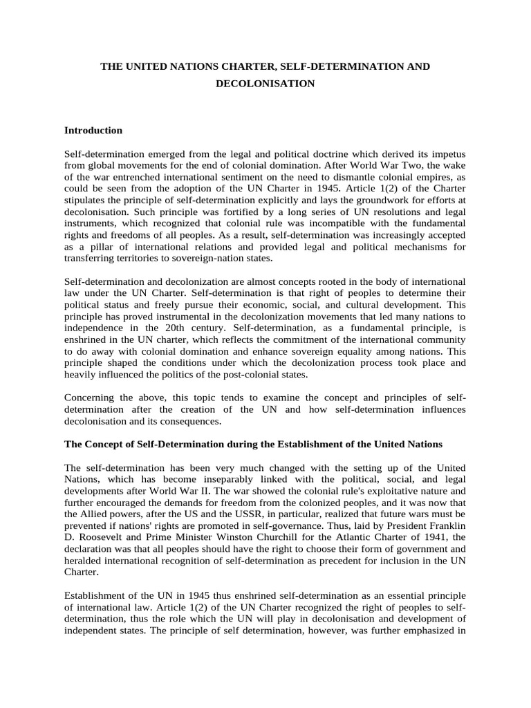 Self-Determination and Decolonization | PDF | Self Determination ...