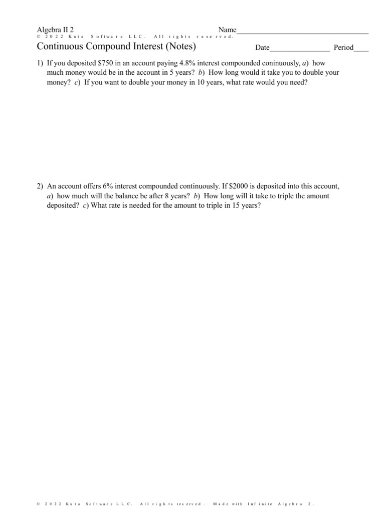 Continuous Compound Interest (Notes) - 1 | PDF