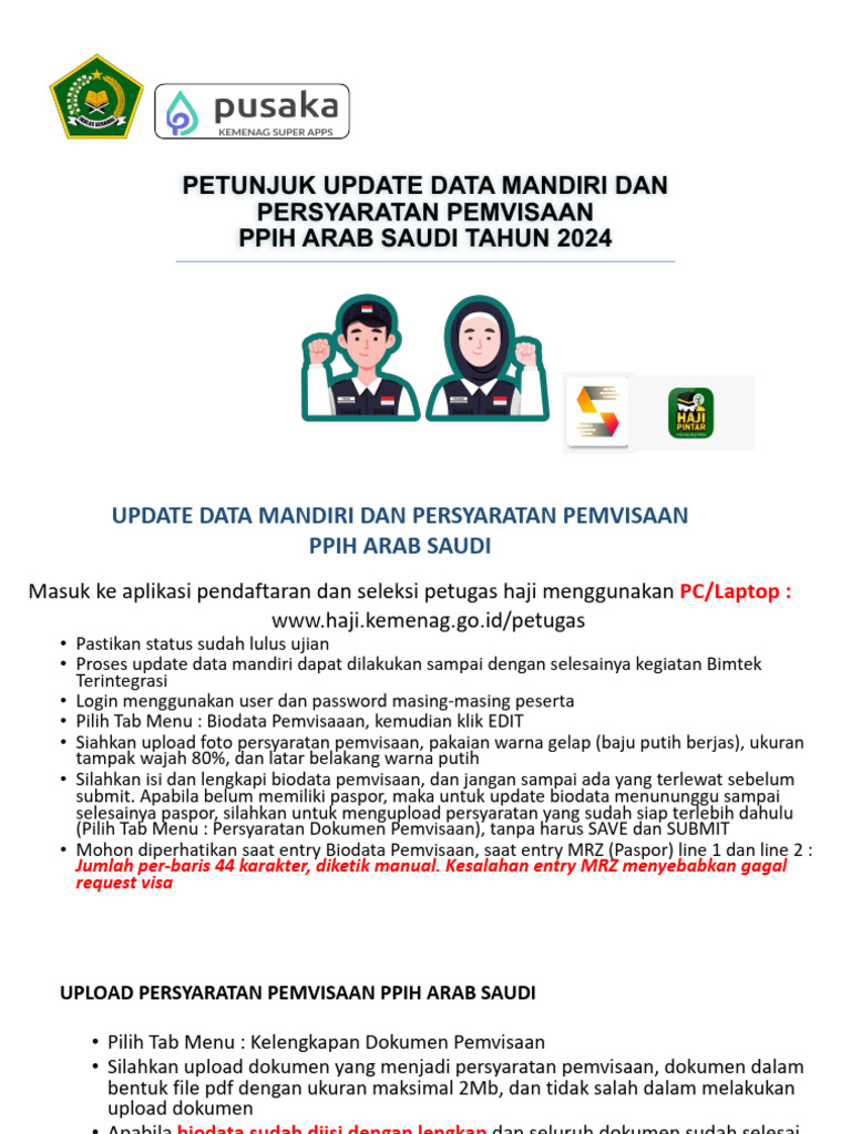 PETUNJUK UPDATE DATA MANDIRI DAN PERSYARATAN PEMVISAAN 2024 (1) | PDF