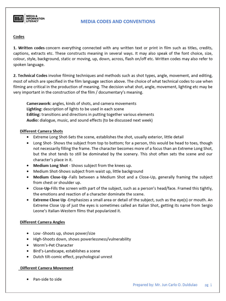 Media Codes and Conventions | PDF | Close Up | Cinematography