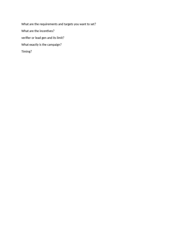 What Are The Requirements and Targets You Want To Set | PDF
