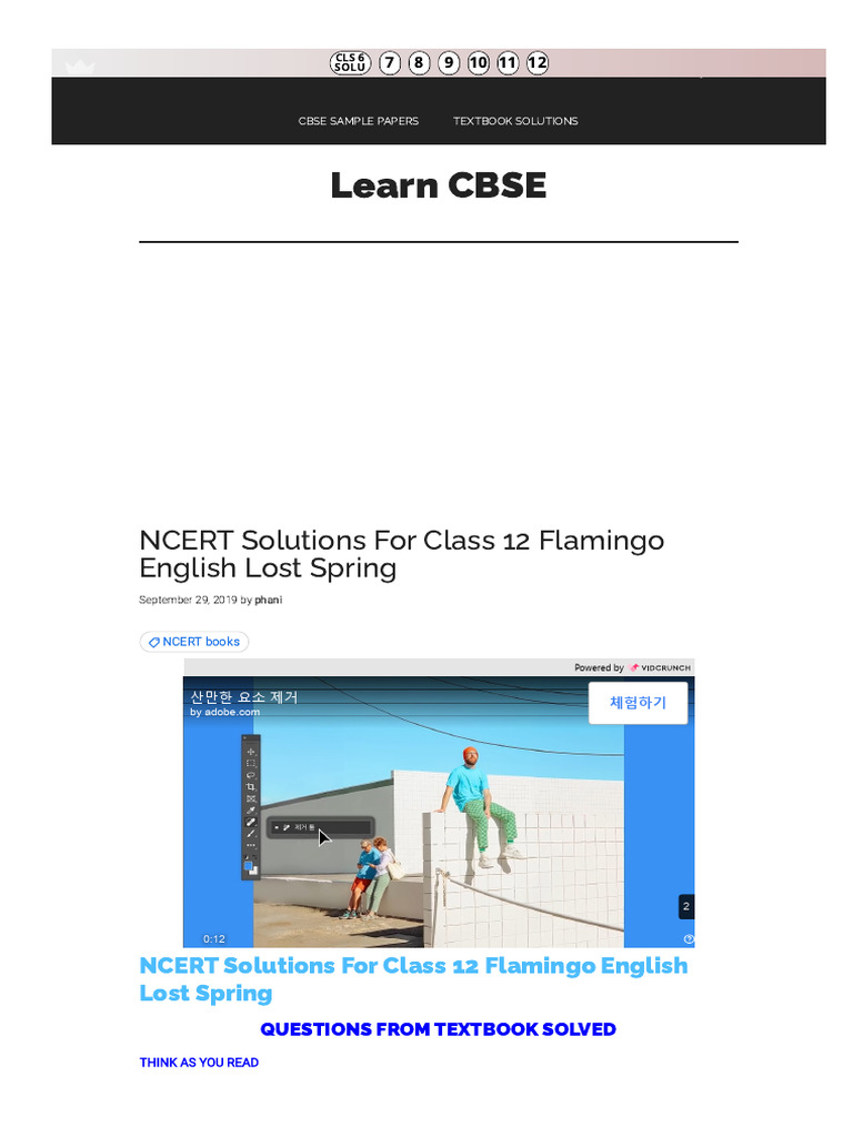 WWW Learncbse in Ncert Solutions For Class 12 Flamingo English Lost Spring ... | PDF | Metaphor ...
