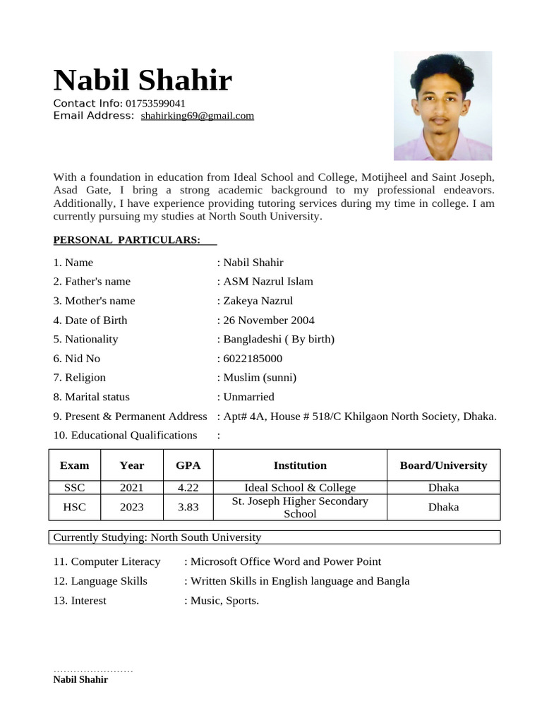 One Page CV | PDF
