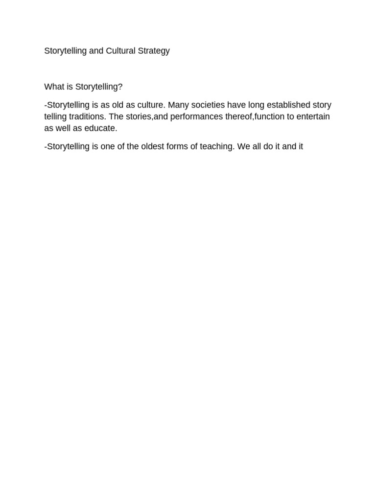 Storytelling and Cultural Strategy | PDF