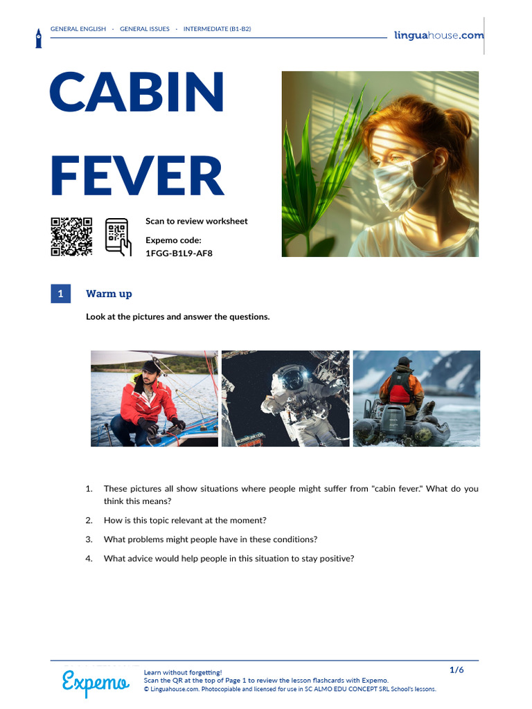 Cabin Fever British English Teacher B1 B2 | PDF | Vocabulary | Mental ...
