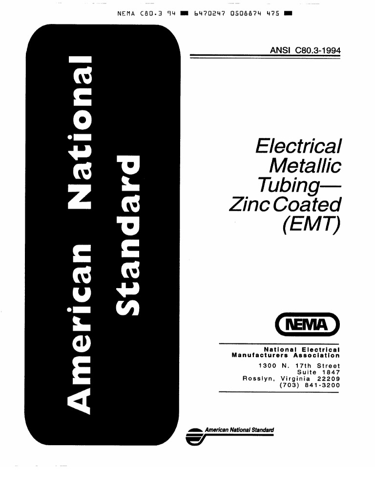 ANSI C80.3 1994 Metallic Tubing Zinc Coated | PDF