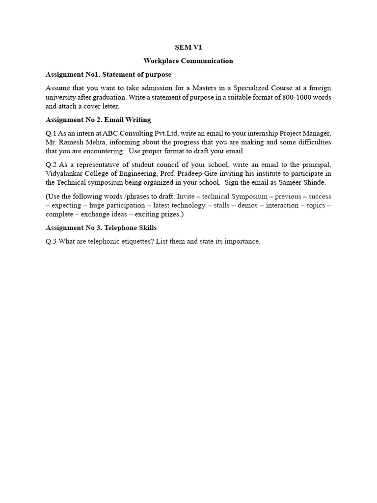Workplace Communication Assignments Guide | PDF